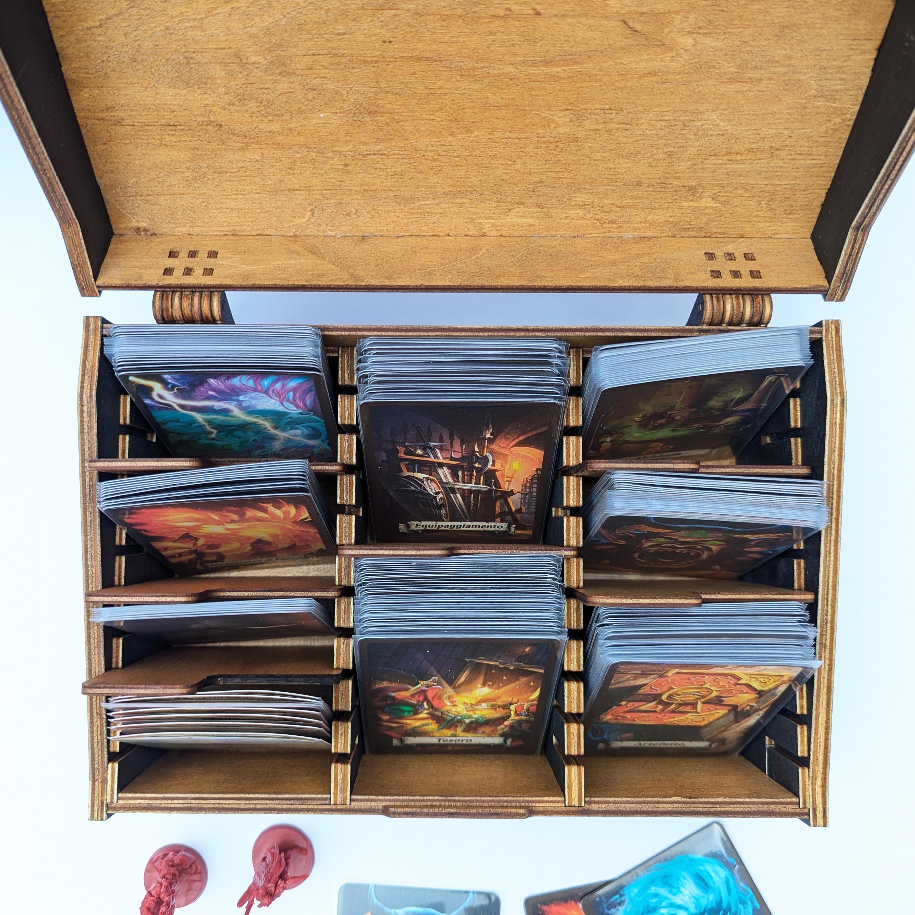 Heroquest Wooden Card Storage Box – Holds 600+ Sleeved Cards With Dividers – Handcrafted Card ...