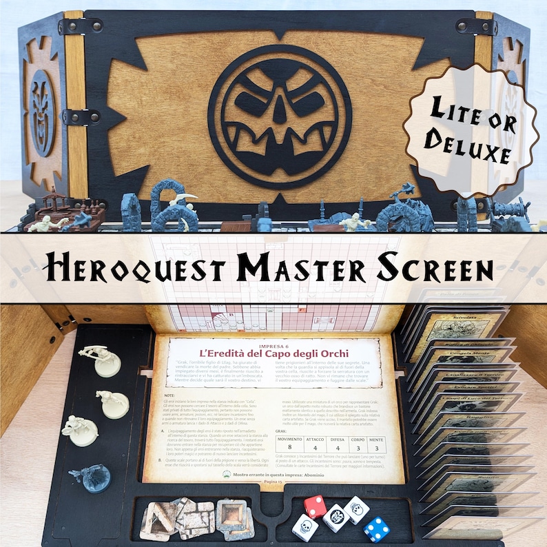 Heroquest Wooden Master's Screen Lite or Deluxe – Tray for Cards, Dice ...