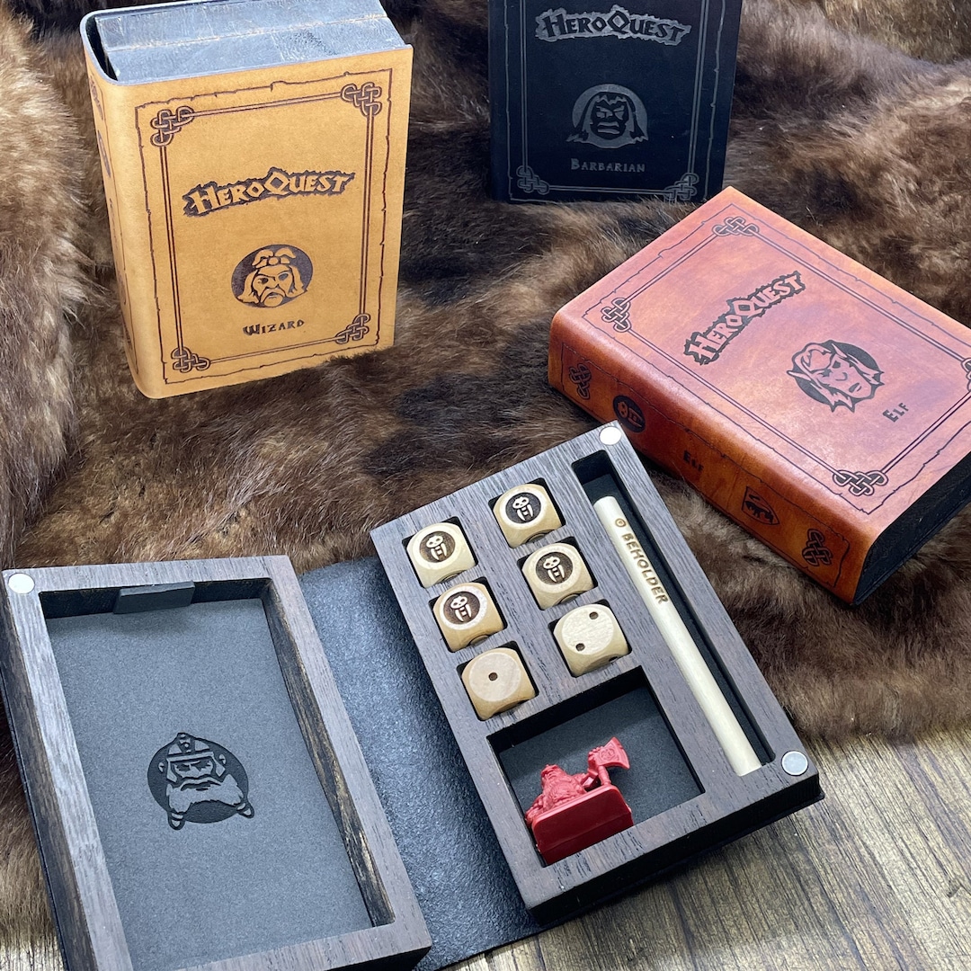 Heroquest Character Boxes Set in Wood and Leather With Old Book Tome ...