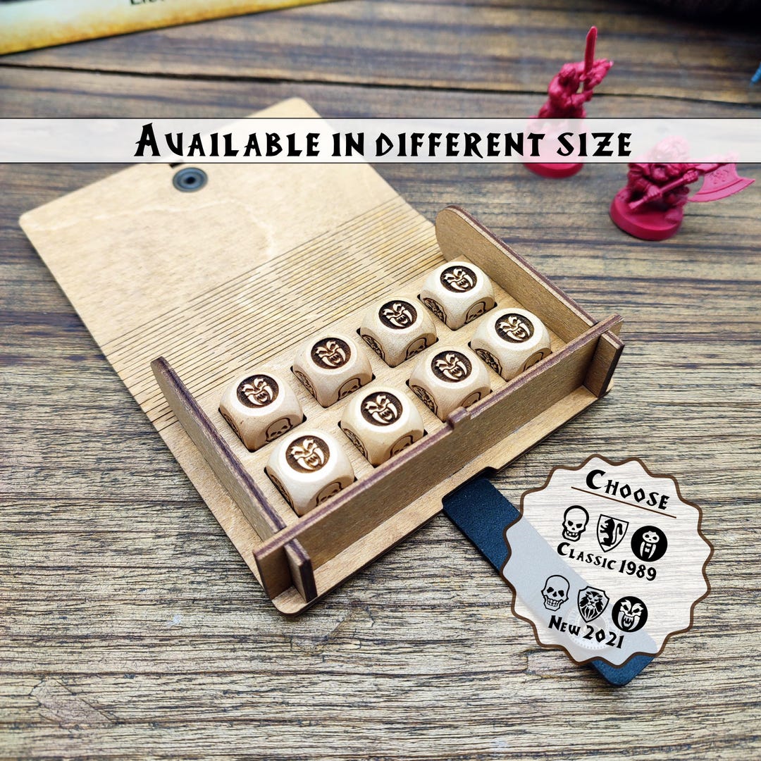 Heroquest Wooden Dice Box With Wooden Combat and Movement Dice – 1989 ...