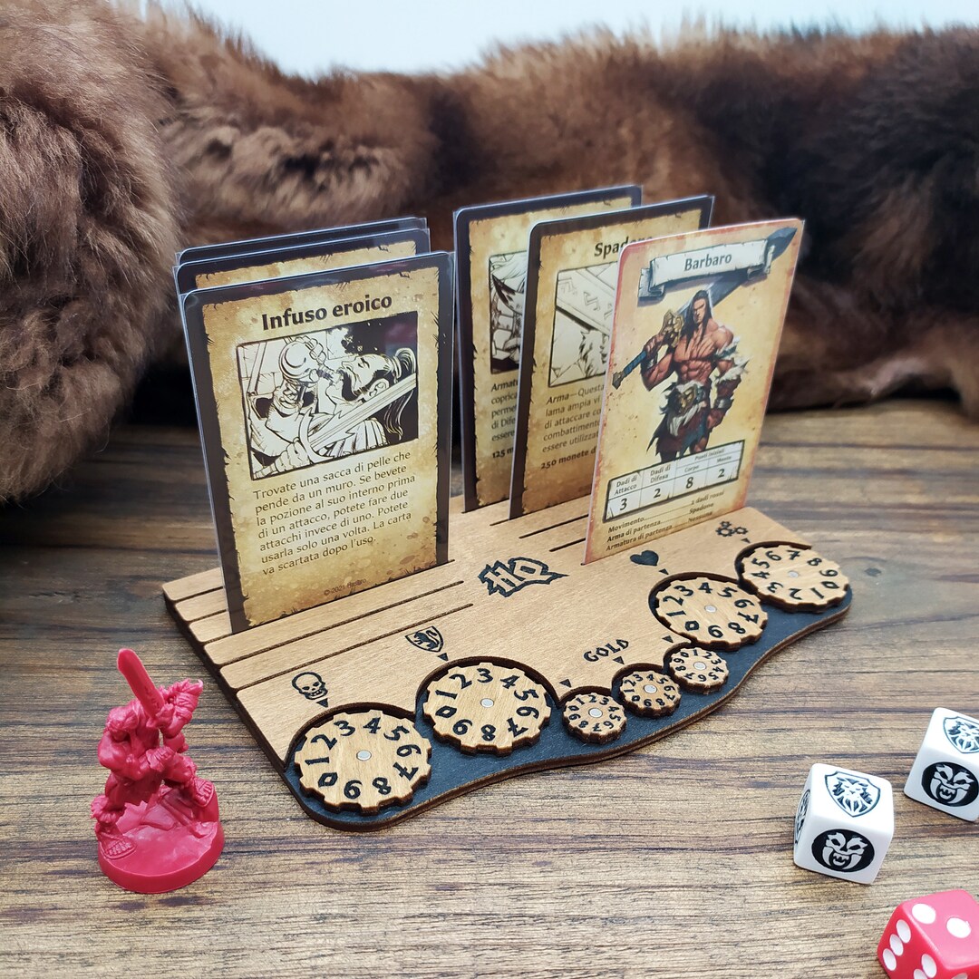 Heroquest Wooden Player Dashboard, Card Holder, Counter for Body Points ...