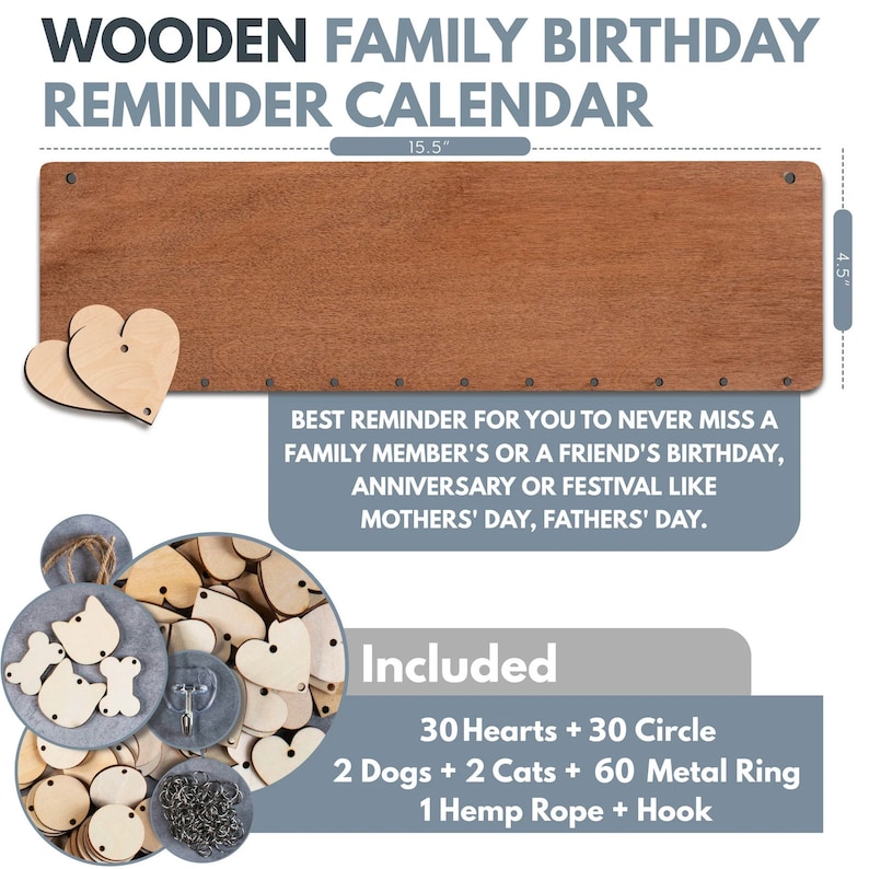 Wood Family Calendar Personalized Family Birthday Calendar - Etsy
