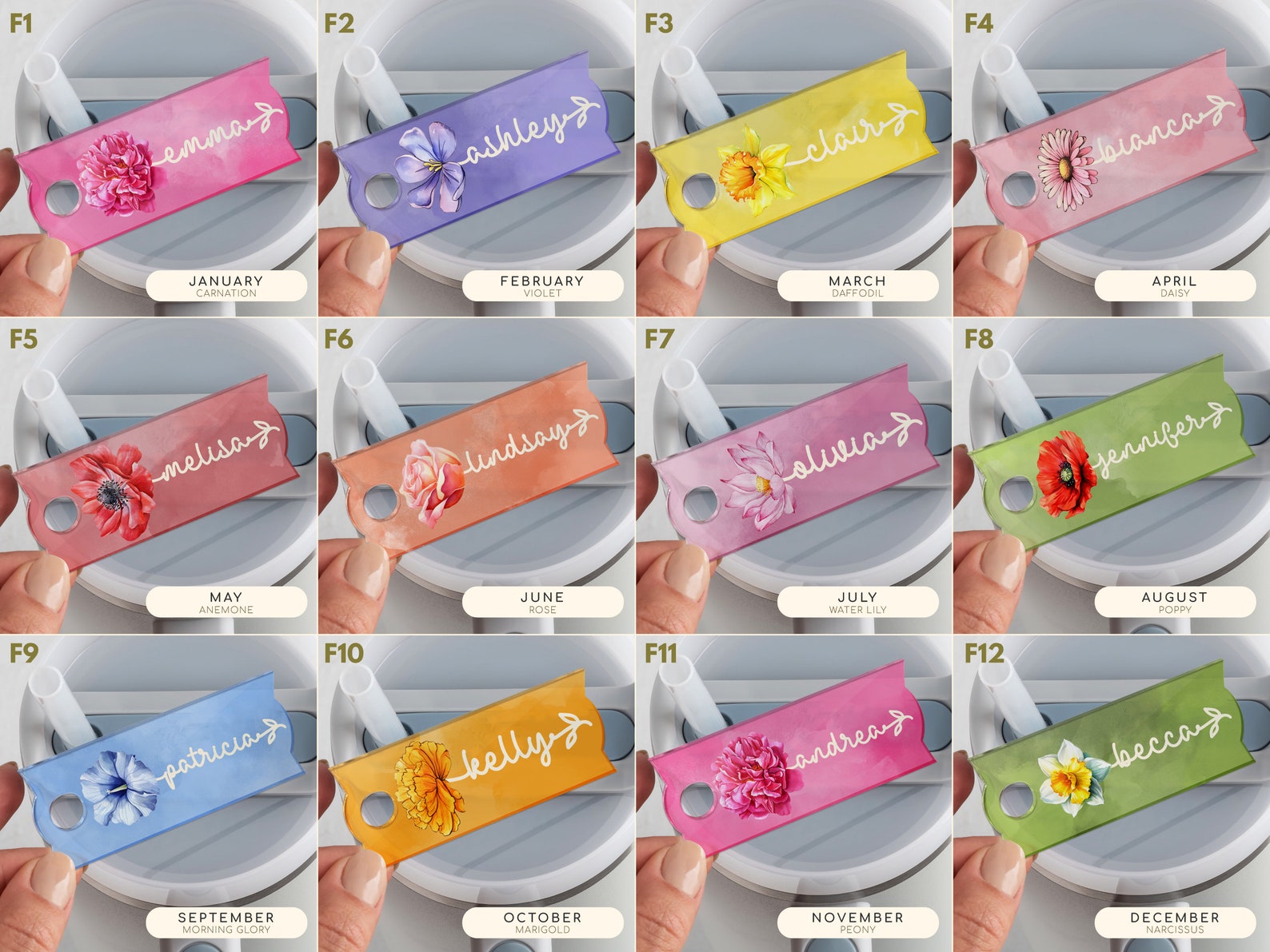 Floral Personalized Name Tag for Stanley Tumblers, Stanley Name Plate ...