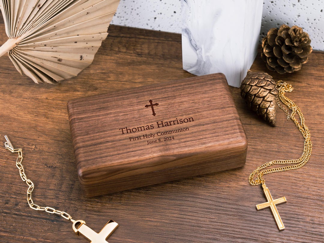 First Communion Gifts for Girls, Communion Cross Engraved Jewelry Box ...