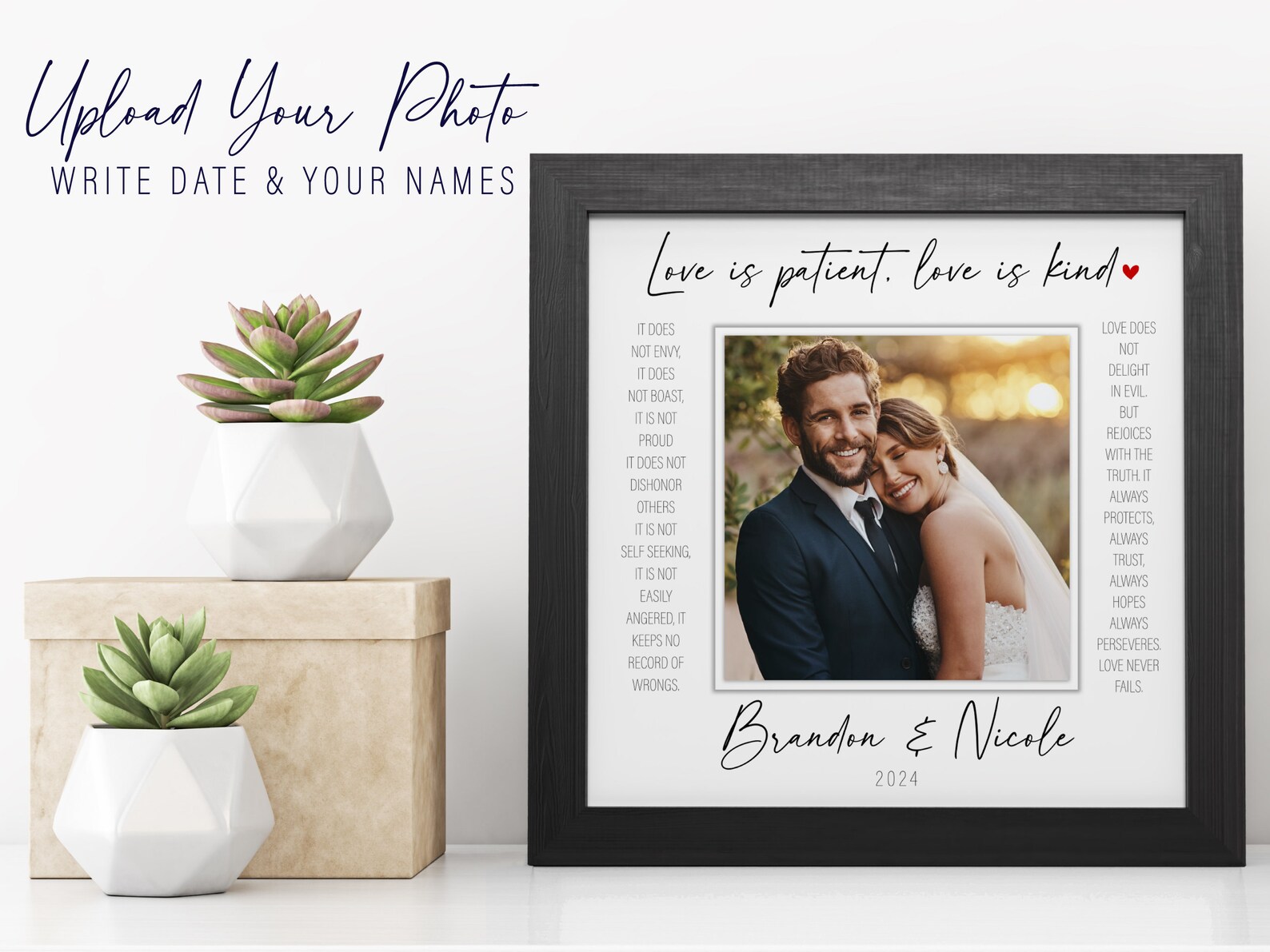 Personalized Wedding Gift, Wedding Couple Photo Frame, Couple Keepsake ...