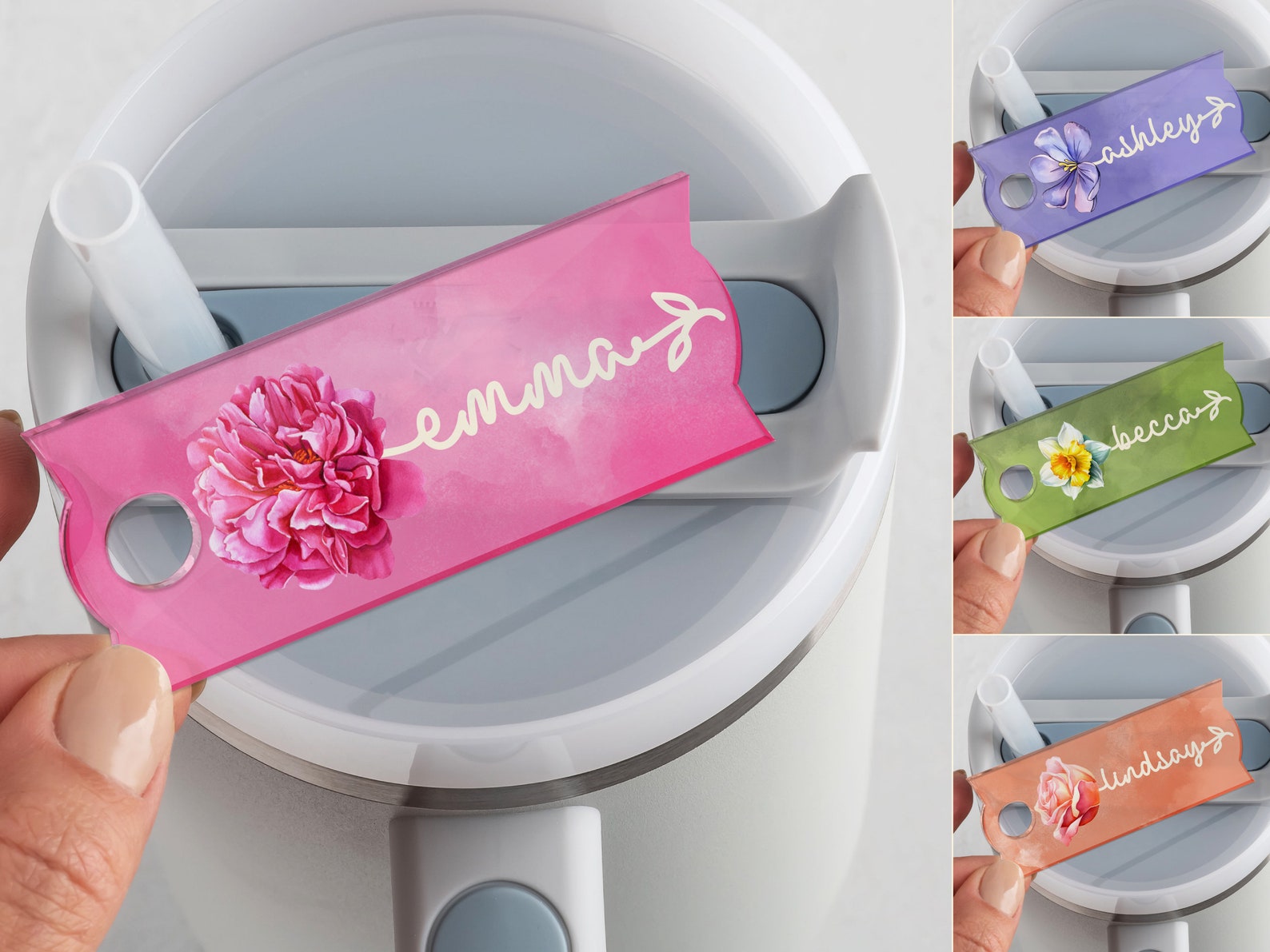 Floral Personalized Name Tag for Stanley Tumblers, Stanley Name Plate ...