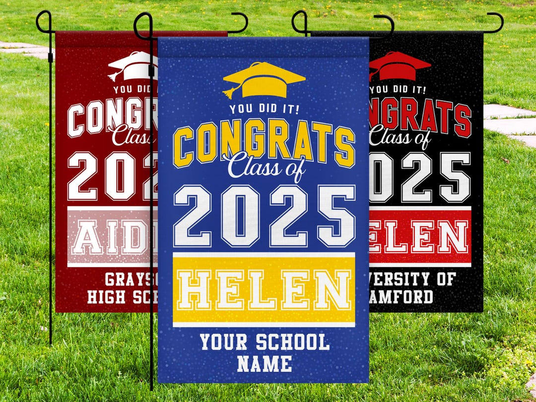 Custom Graduation Flag, Graduation Garden Flag, Graduate Yard Sign ...
