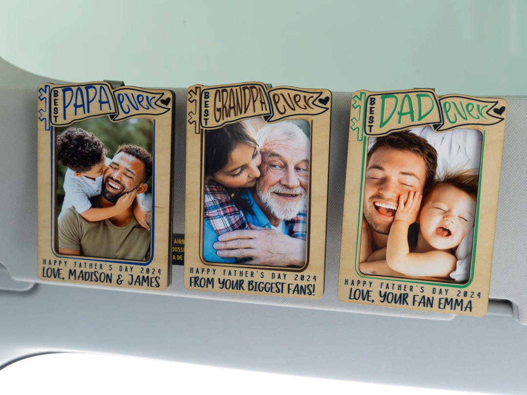 Custom Photo Car Visor Clip, Best Dad Ever Personalized Picture Frame ...