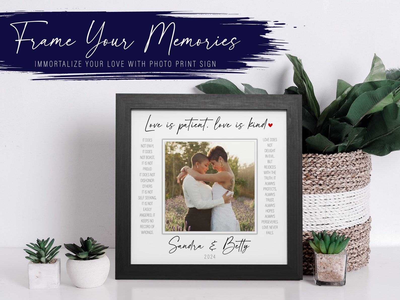 Personalized Wedding Gift, Wedding Couple Photo Frame, Couple Keepsake ...