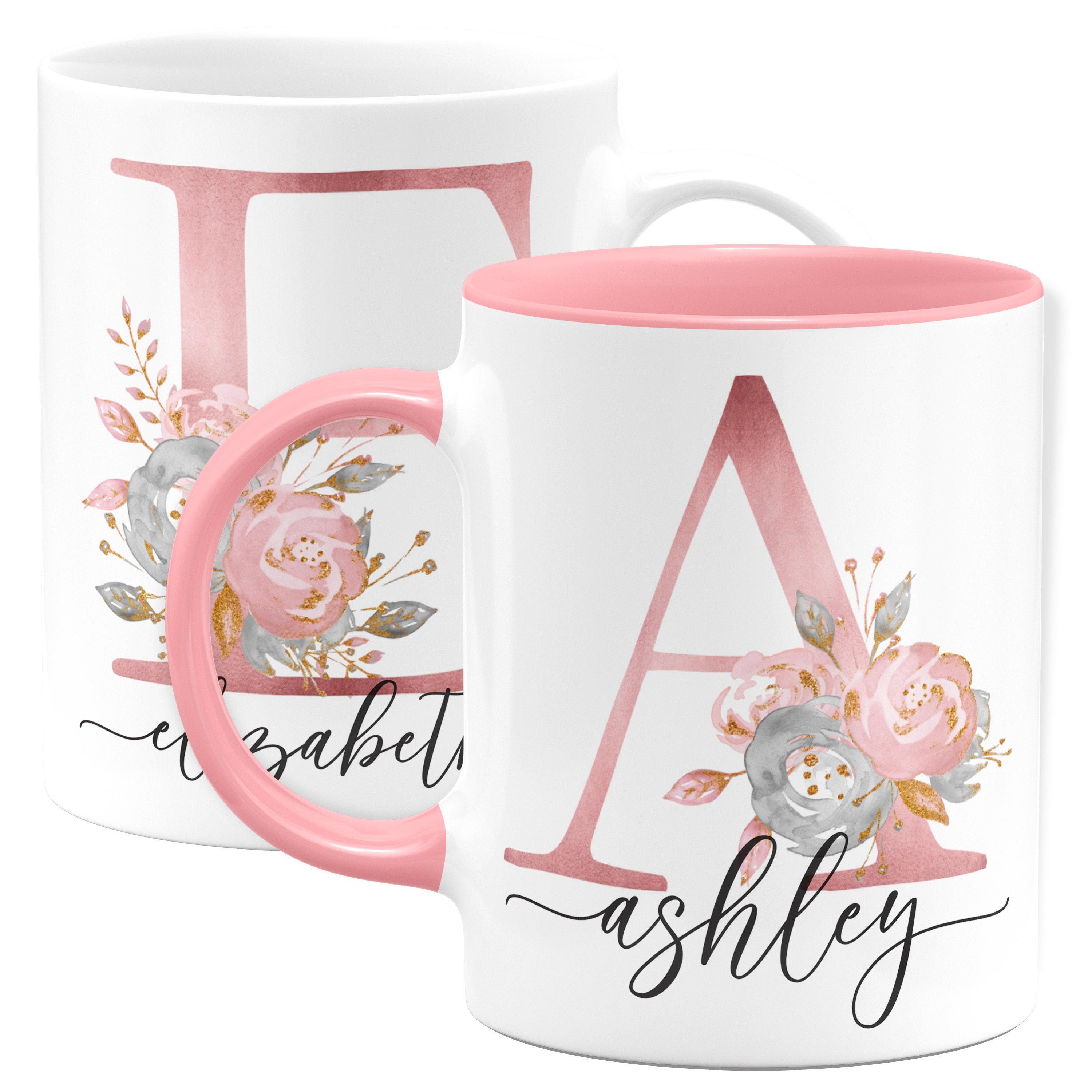 Personalizado Dama De Honor Taza Monogram Inicial Taza Hermoso Etsy