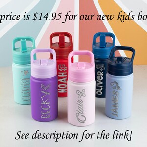Back to School Kids Water Bottle Personalized, Custom Kids Engraved ...