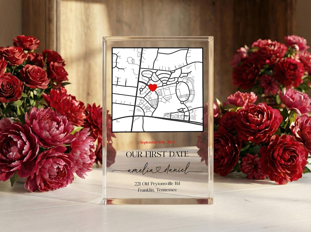 Where We First Met Personalized Map Print Acrylic Block, Valentine’s ...
