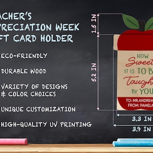 Teacher Gift Card Holder, Teacher Gift, Teacher Appreciation Week ...