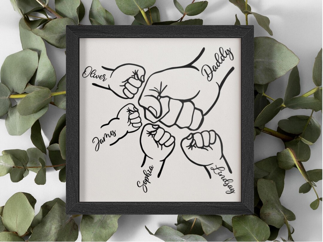 Fist Bump Dad and Kids Framed Sign, Gift for Dad, Personalized Gifts ...