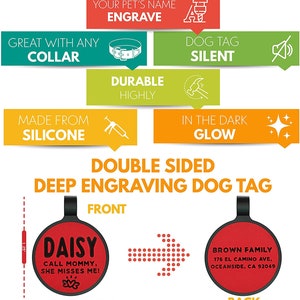 Personalized Dog ID Tags, Silicone Dog Tag, Deep Engraved Silicone Dog ...