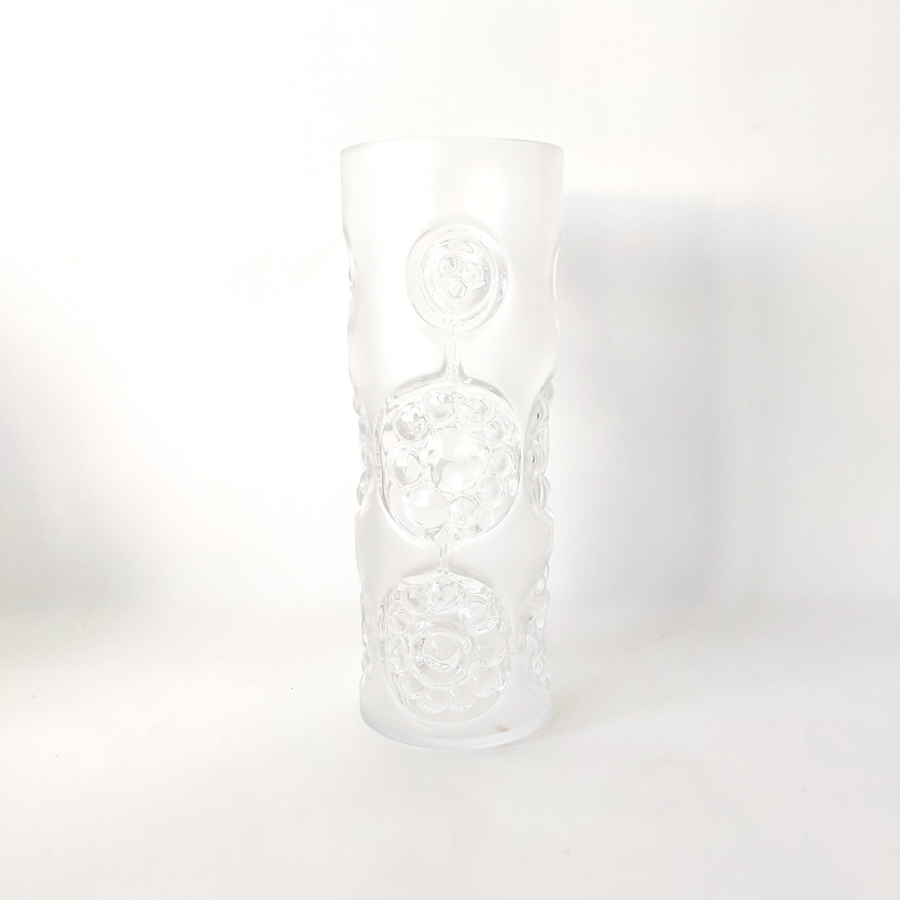 Satin Crystal Glass Vase With Abstract Relief Peill & Putzler - Etsy