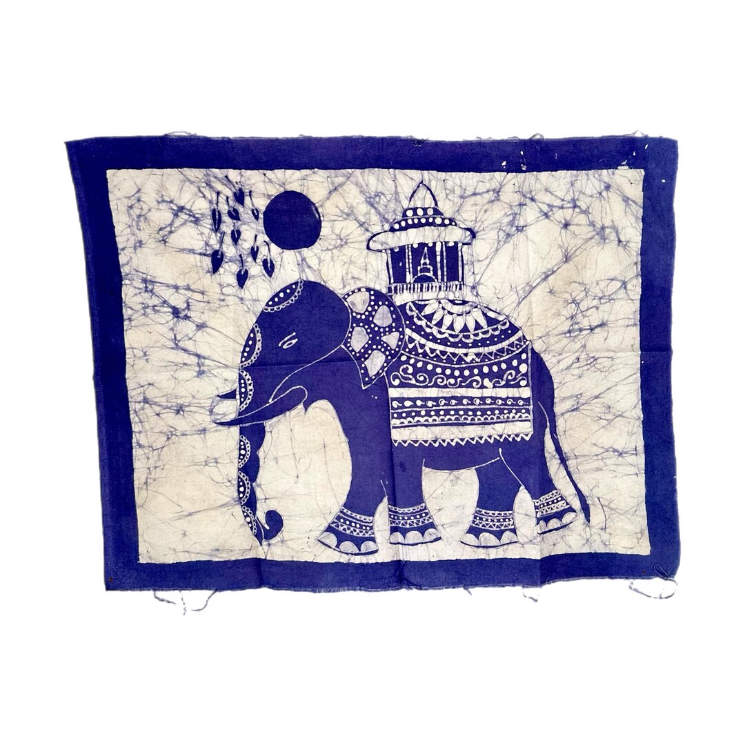 Sri Lanka Traditional Batik | Purple Elephant Wax Art | 57cm X 43cm (22 ...