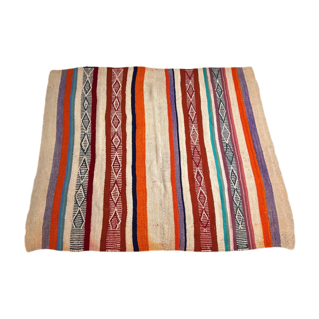 Handwoven Peru Andean Frazada, 137cm X164cm, Sheep's Wool Vintage Rug ...