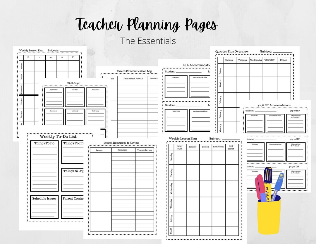 Teacher Planning Pages, Class Organizer, Planner, Essential Teaching ...