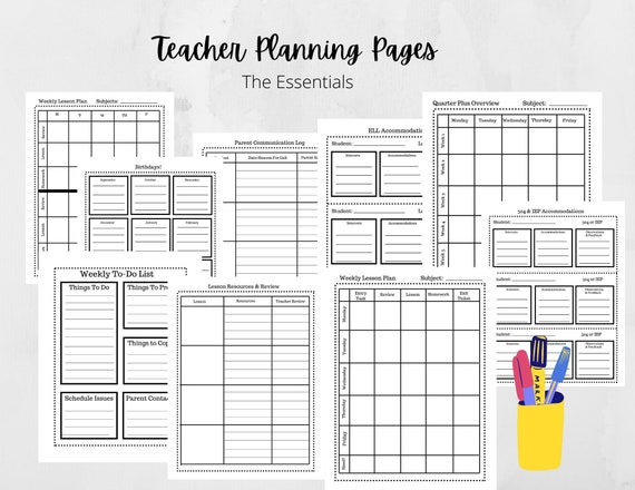 Teacher Planning Pages Class Organizer Planner Essential | Etsy