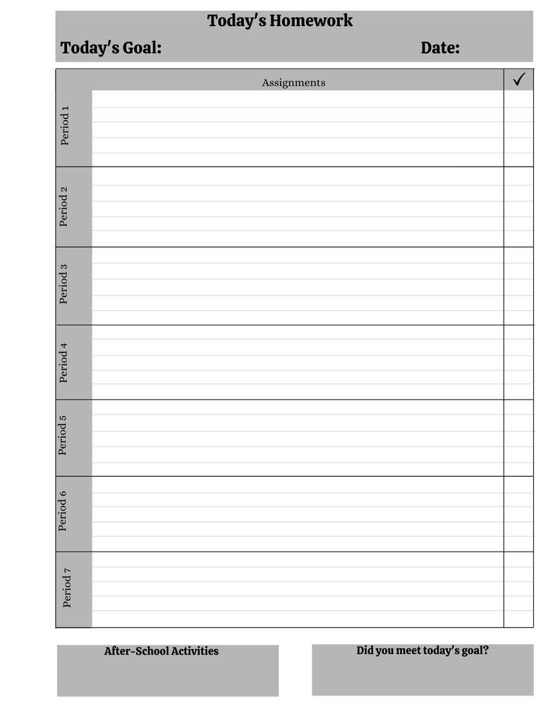 Middle School Student Planner Pages/high School Student Planner Pages ...