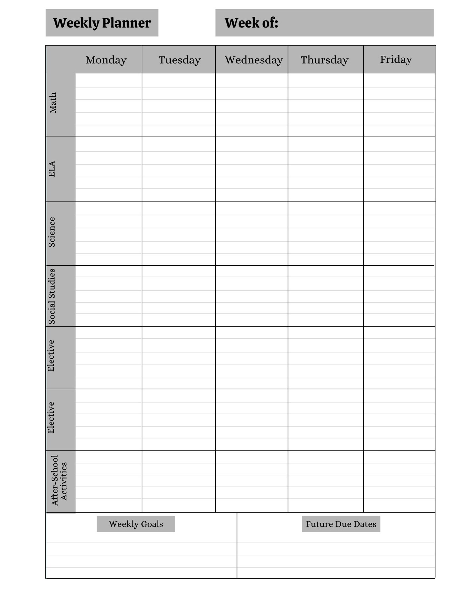 Middle School Student Planner Pages/high School Student Planner Pages ...
