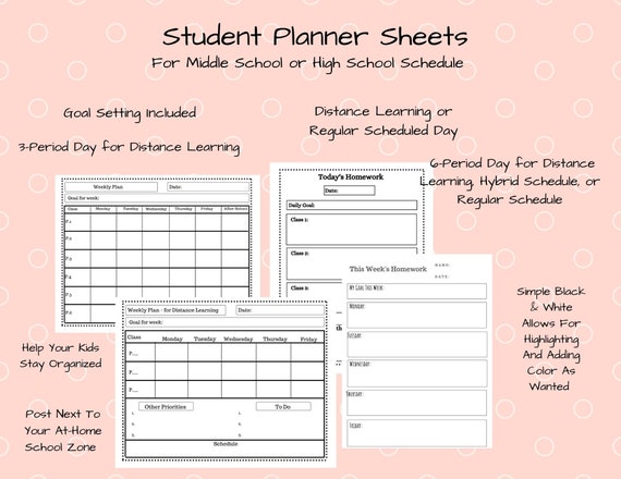 Printable Student Organizer Middle School/high School - Etsy