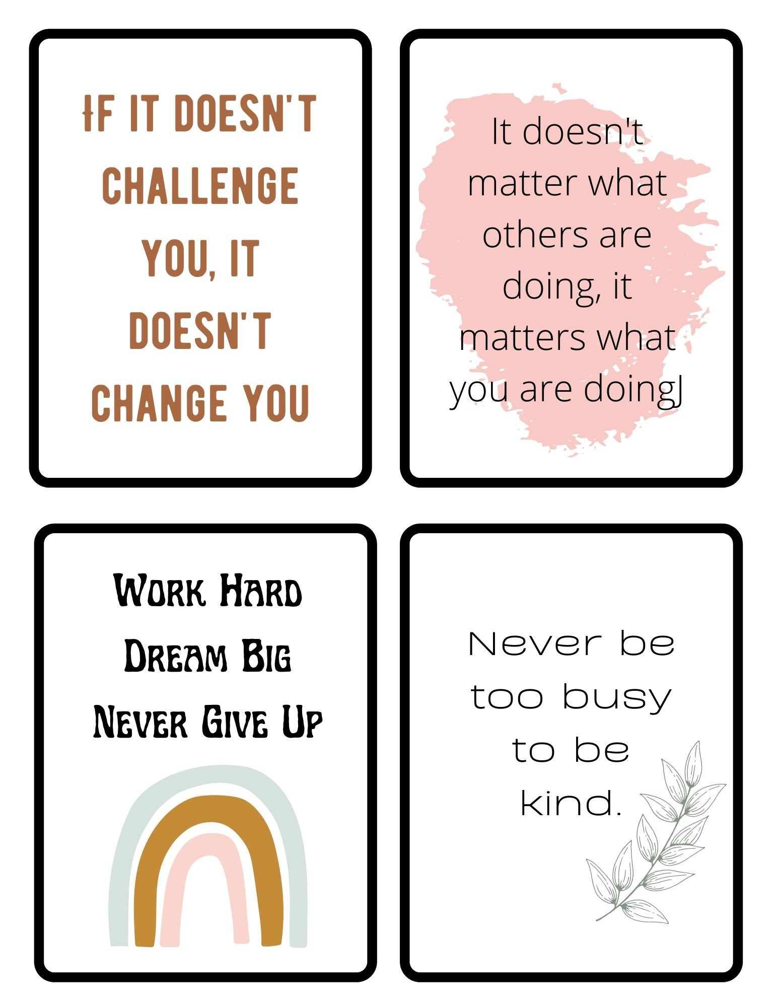 Motivational Quote Cards//notecards for Teens//notecards for College ...