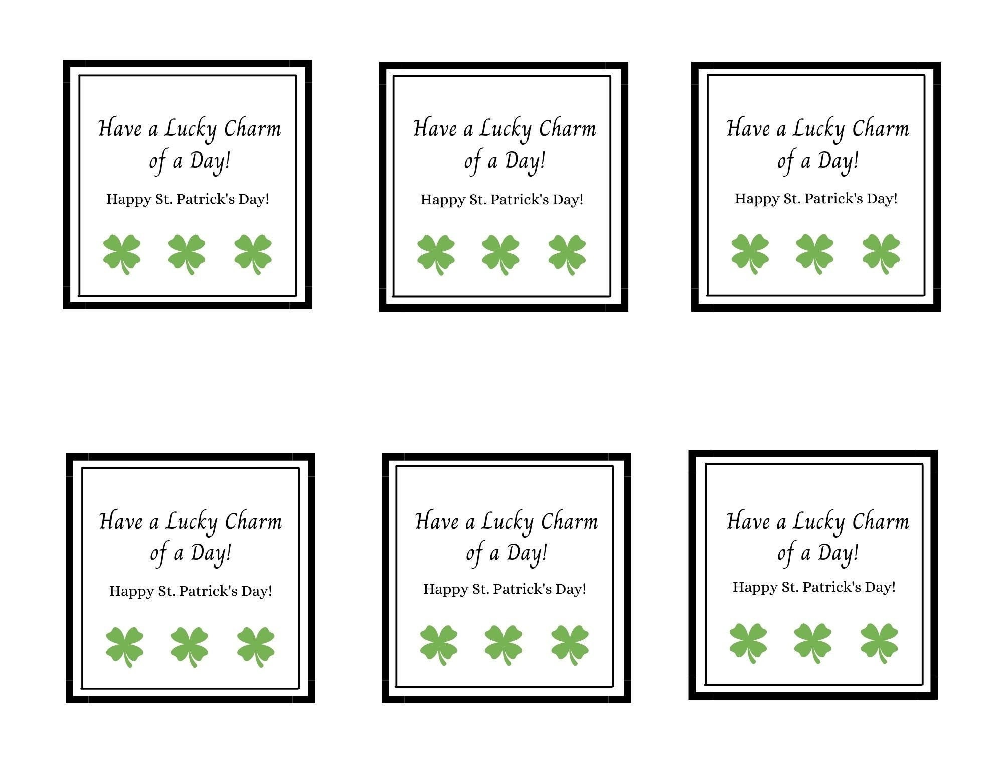 Printable Lucky Charm Gift Tag/st. Patrick's Day Gift Tag/class Gift ...
