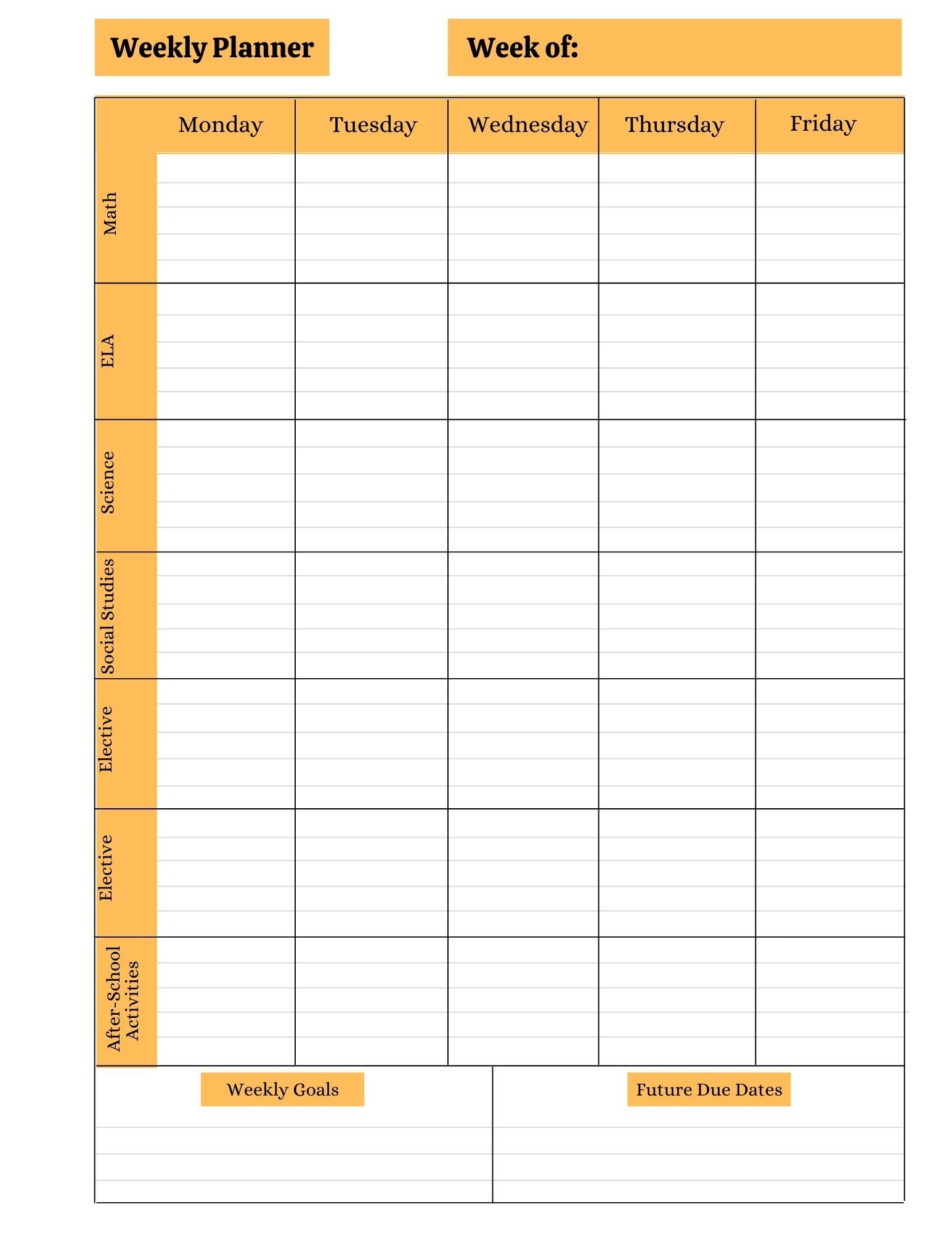 Middle School Student Planner Pages/high School Student Planner Pages ...