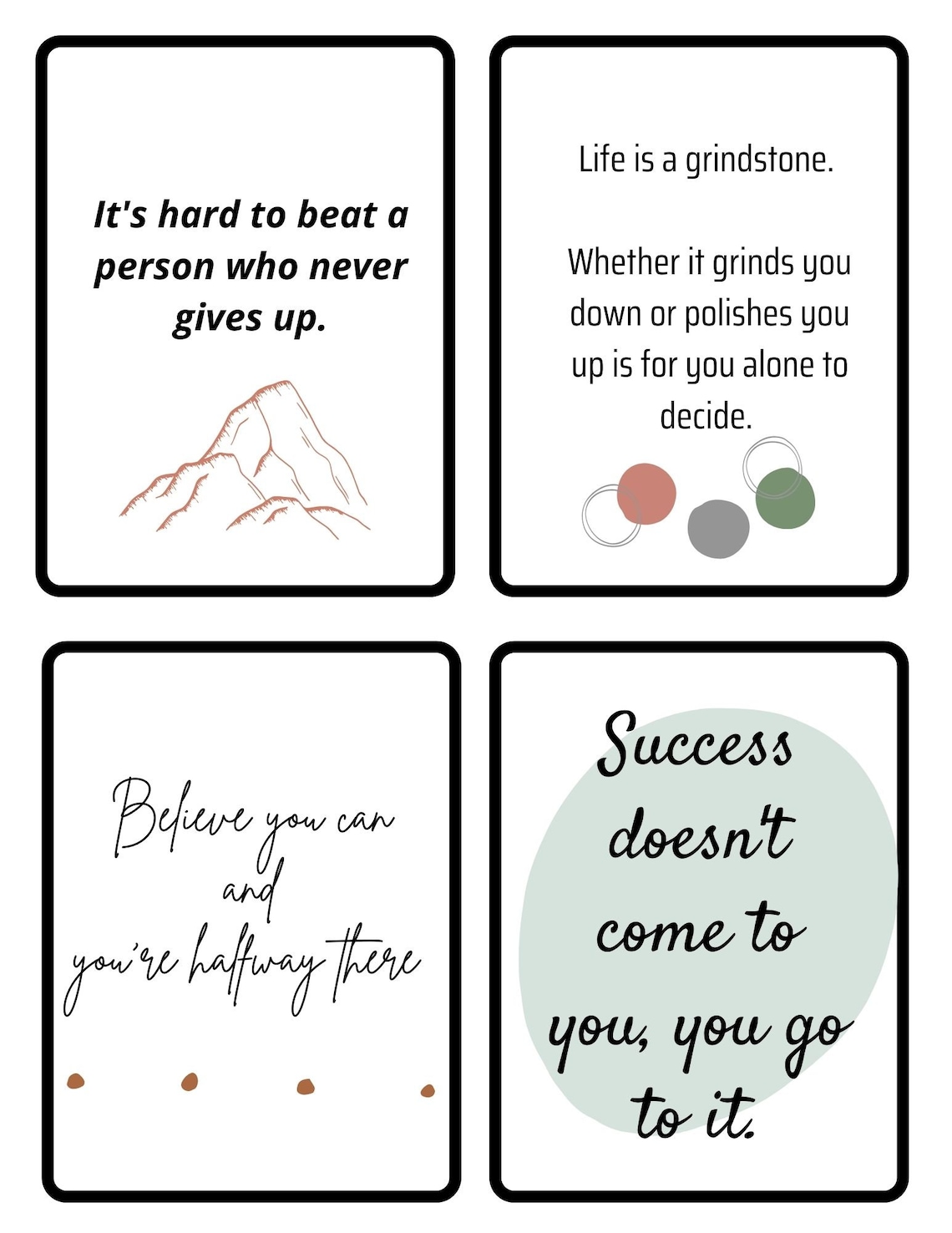 Motivational Quote Cards//notecards for Teens//notecards for College ...