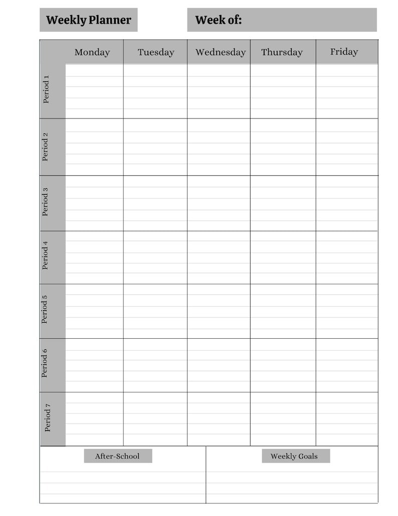 Middle School Student Planner Pages/high School Student Planner Pages ...