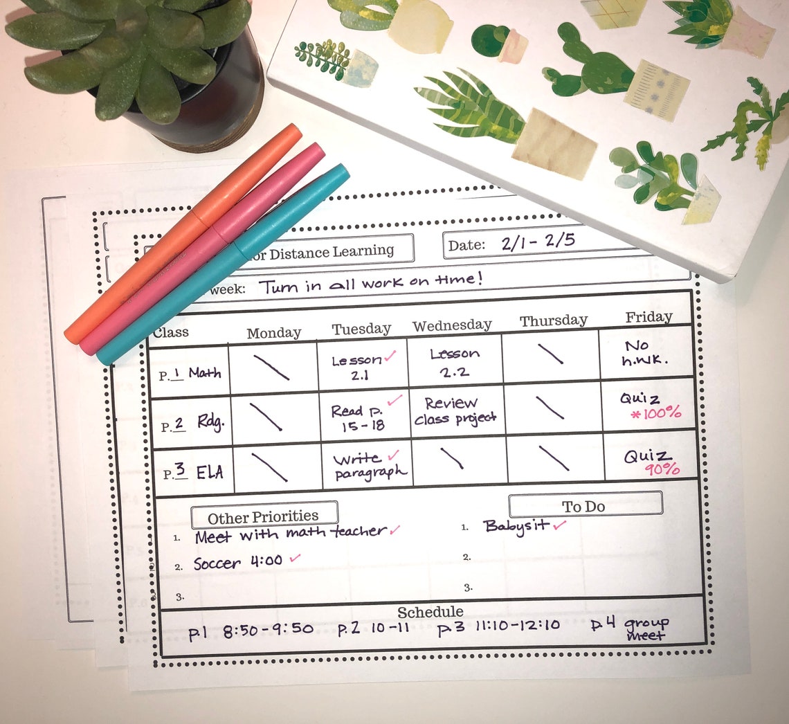 Printable Student Organizer, Middle School/high School Planner, Weekly ...