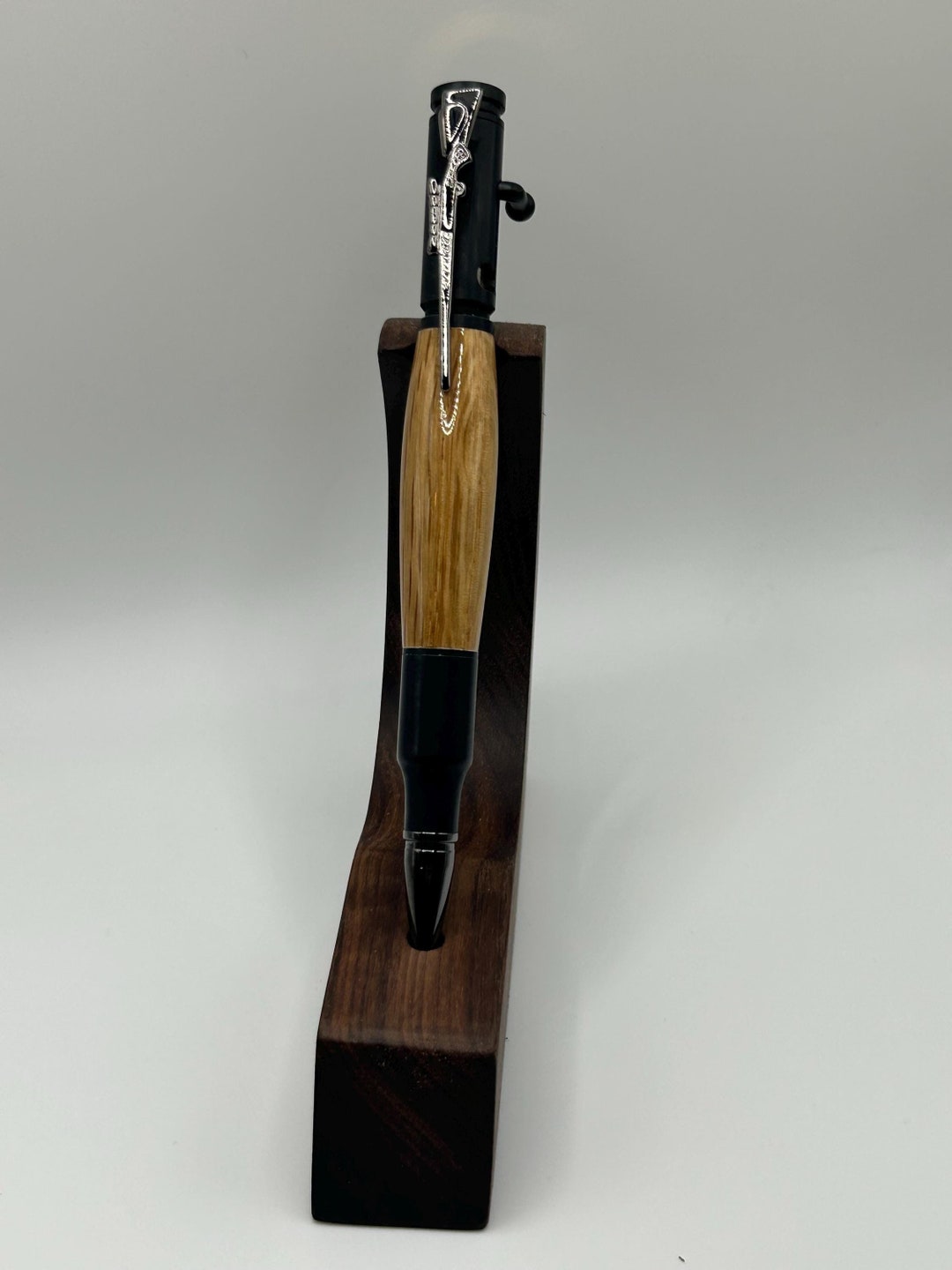 30 Cal Bolt Action Pen Featuring White Oak Wood With Black Enamel ...