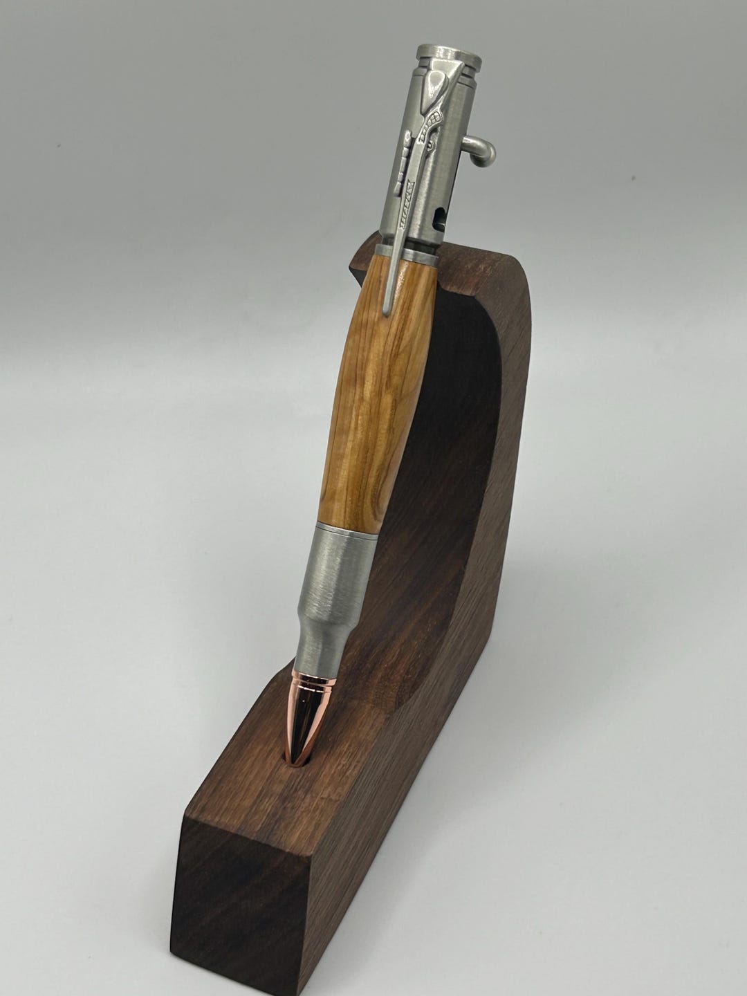 30 Cal Bolt Action Pen Featuring Olive Wood With Antique Pewter Finish ...