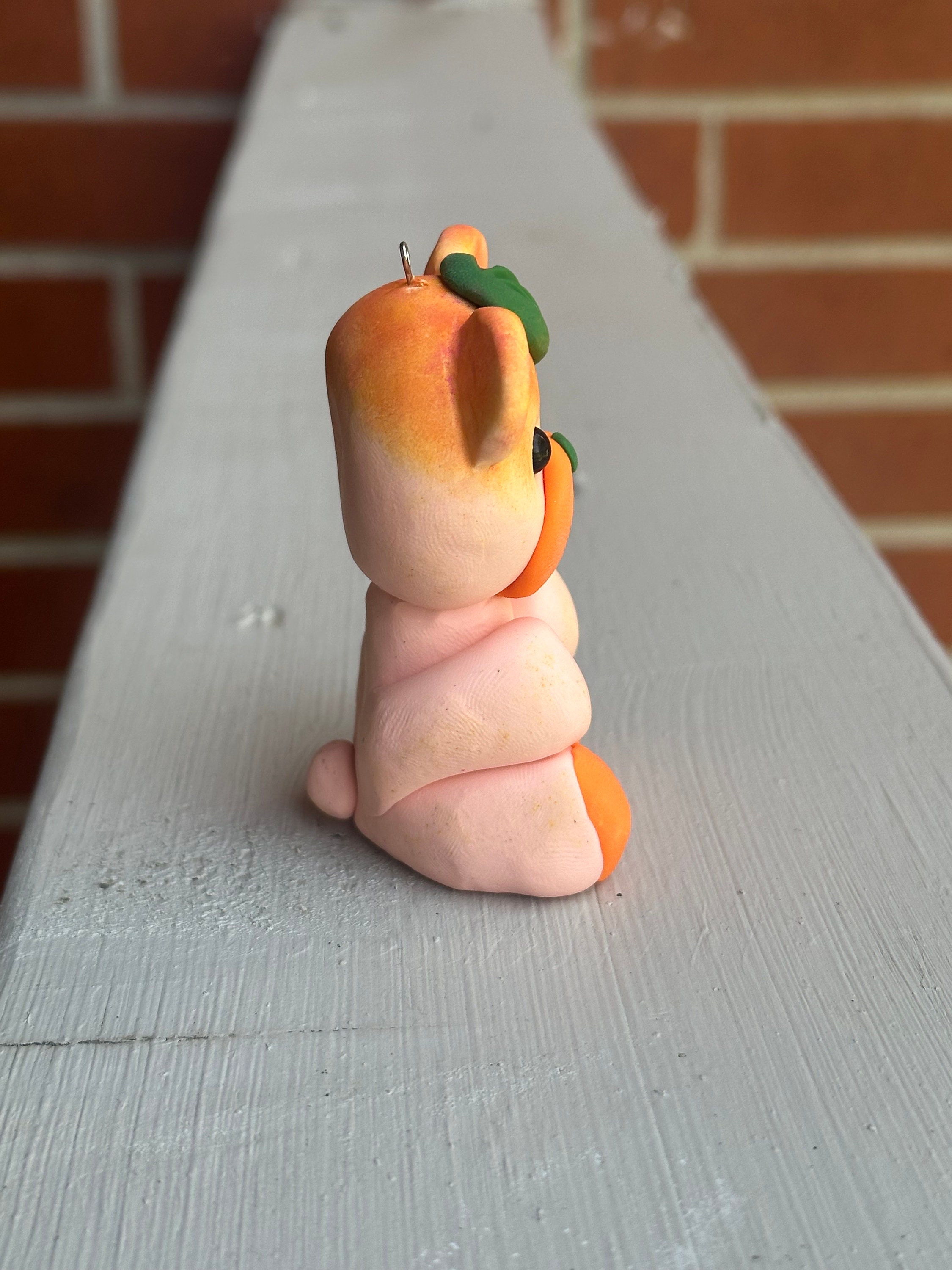 Peach Bear Figurine - Orange Handmade Ornament - Gift Ideas - Polymer ...
