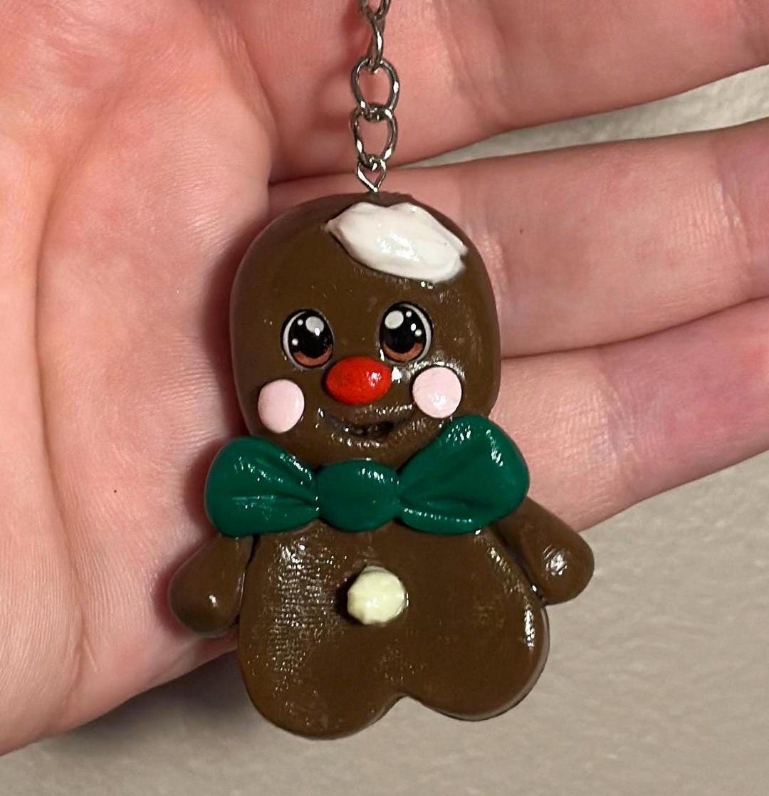 Cute Christmas Gingerbread Keychain - Etsy