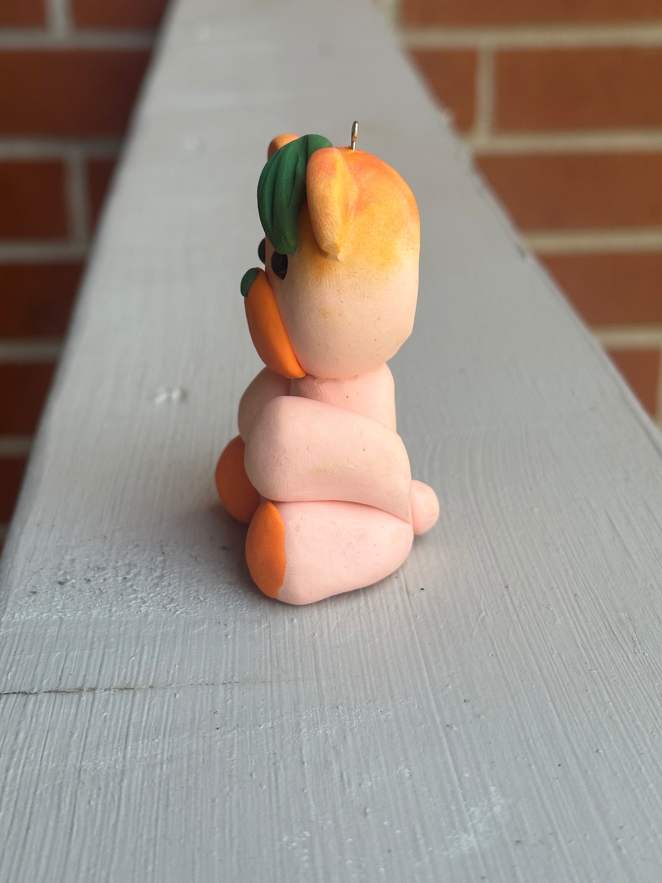 Peach Bear Figurine - Orange Handmade Ornament - Gift Ideas - Polymer ...