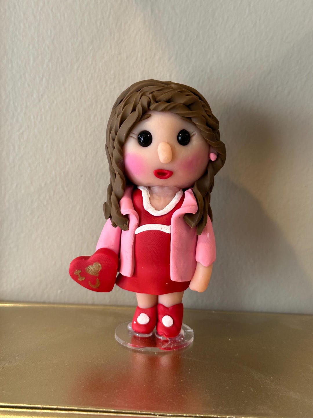 Polymer Clay Girl Figurine - Valentines Day Sweetheart - Romantic Gift ...