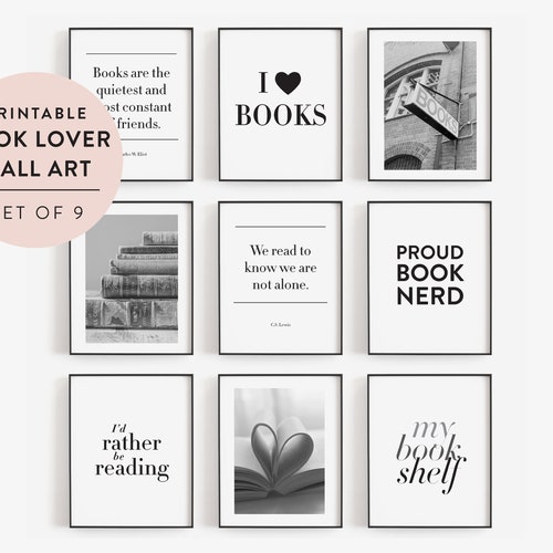 Bookish Gallery Wall Set of 10 Prints Book Prints Book Art - Etsy
