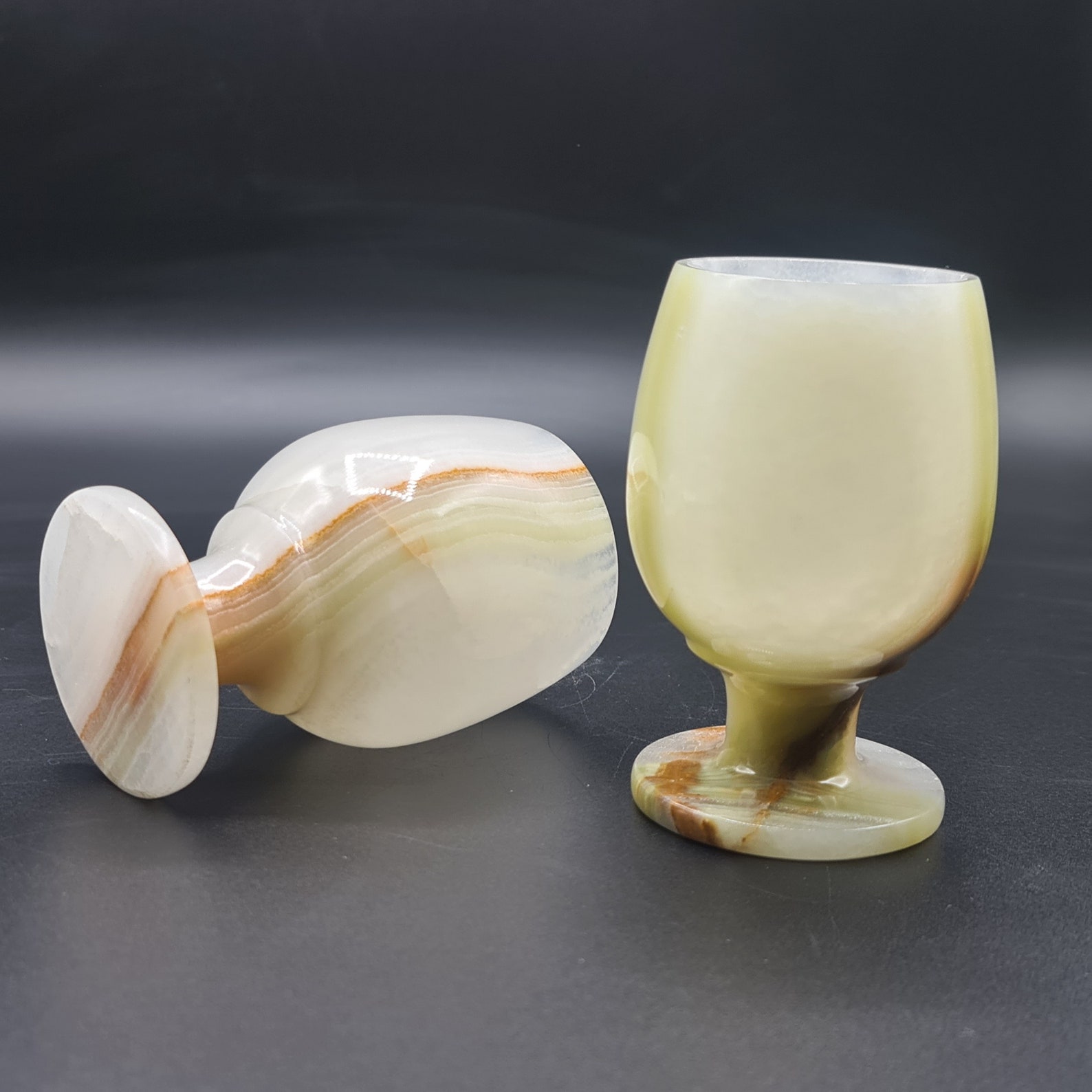 Onyx Goblets Set Of 2 Onyx Wine Glasses Crystal Carved Etsy