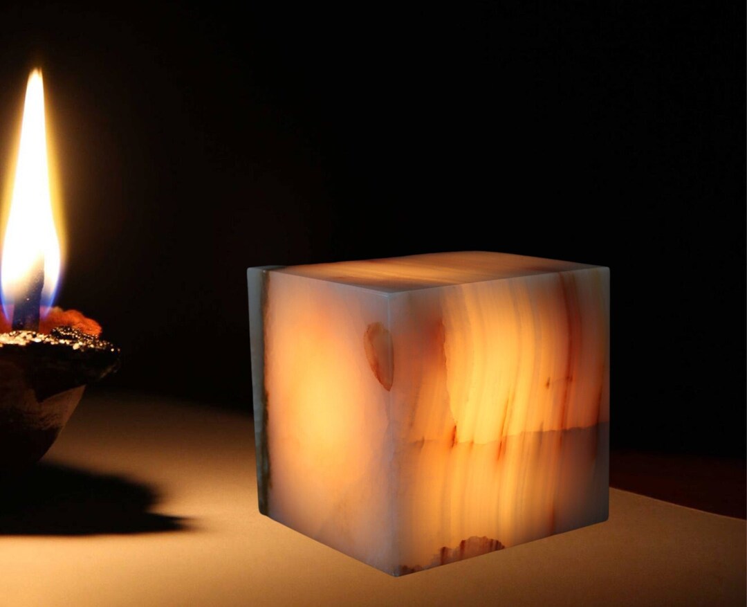 Onyx Marble Lamp Cube 6in, Vintage Light, Table Lamp, Father's Day Gift ...
