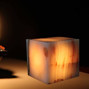 Onyx Marble Lamp Cube 6in, Vintage Light, Table Lamp, Father's Day Gift ...