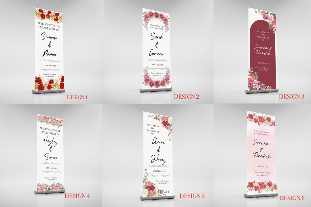 Custom RED Theme Wedding Roller Banner With Your Names & Date - Etsy UK