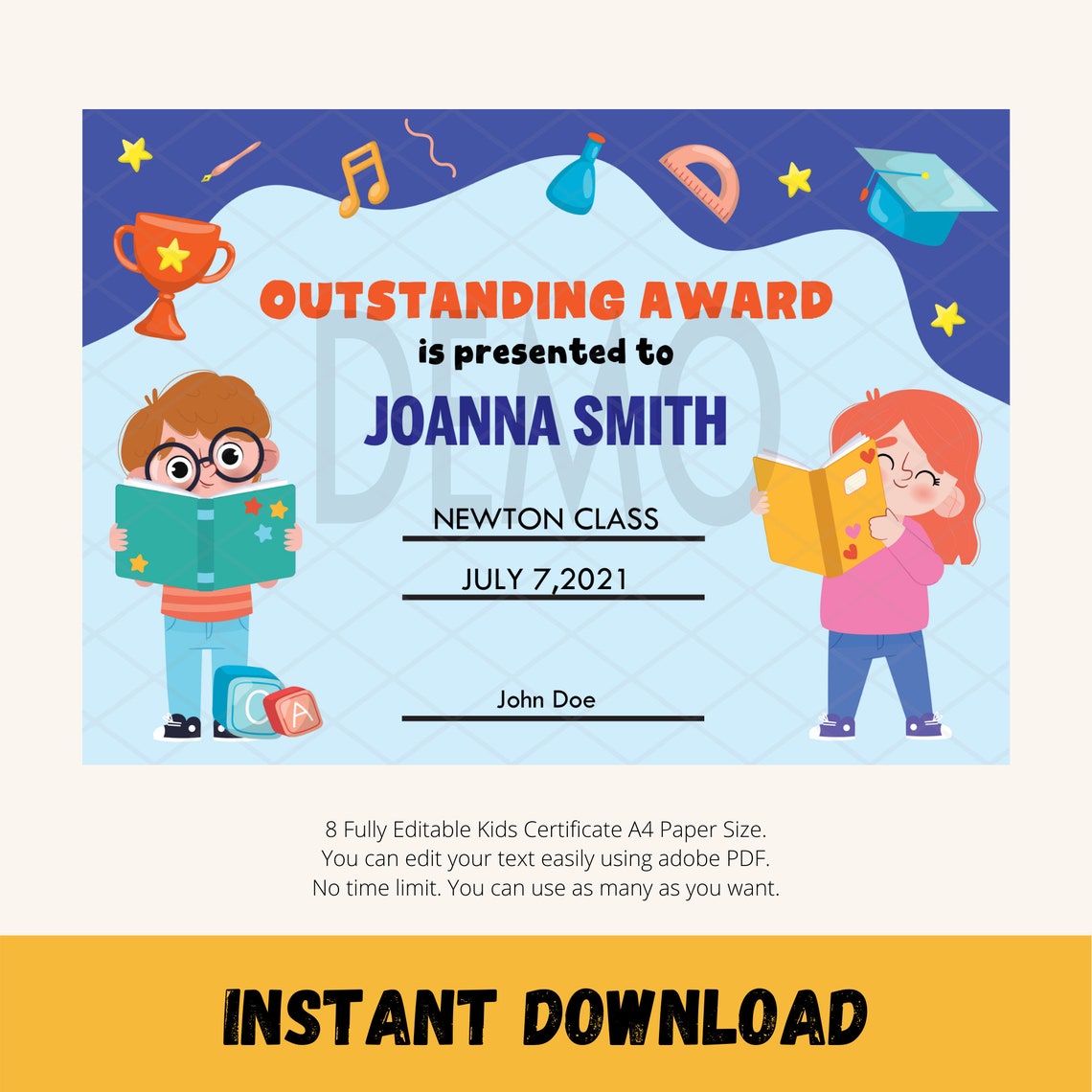 Kids Certification of Completion Achievement Award Canva | Etsy