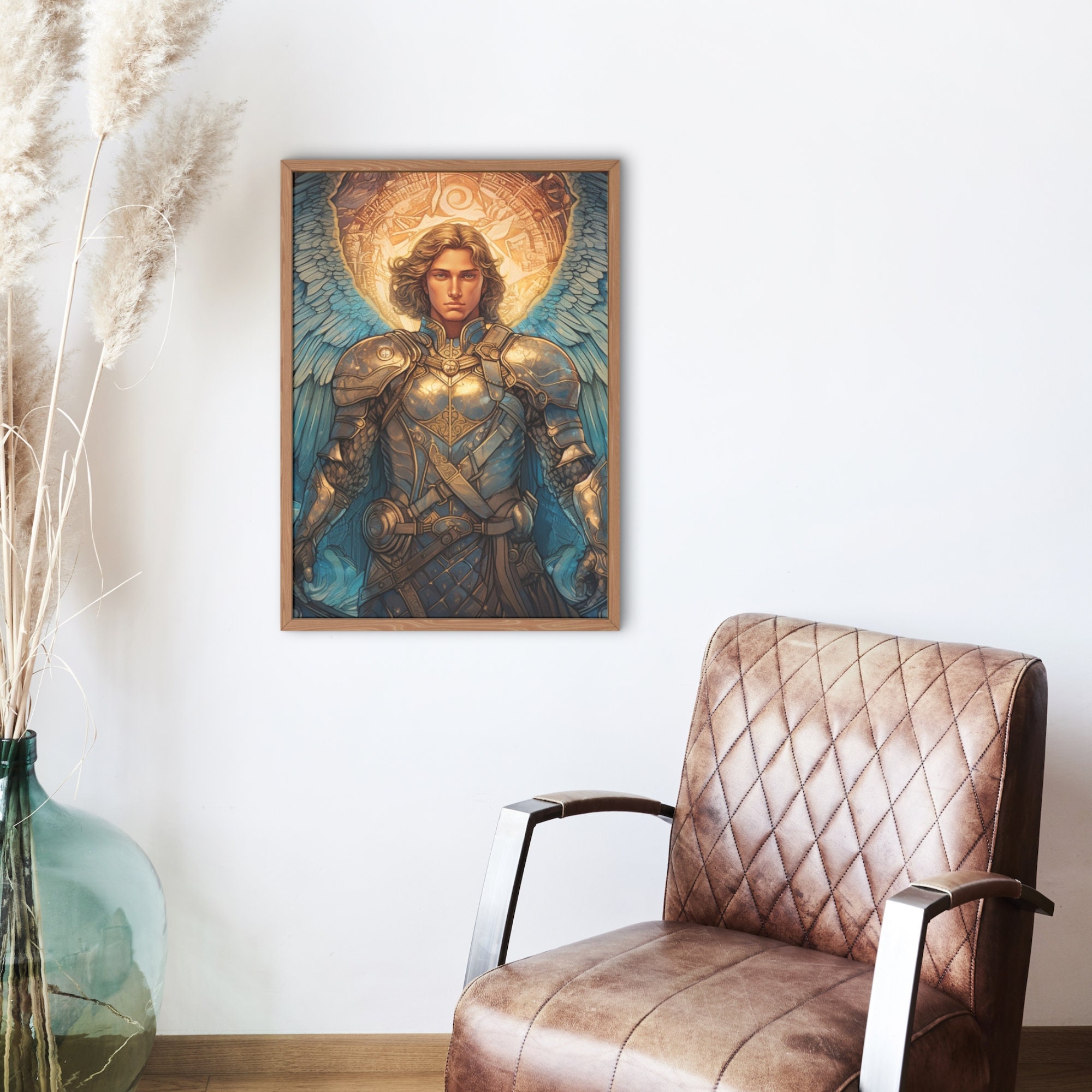 Archangel Michael Printable Angel Wall Art in 4 Sizes and Phone Wallpaper Digital Angelic Art ...