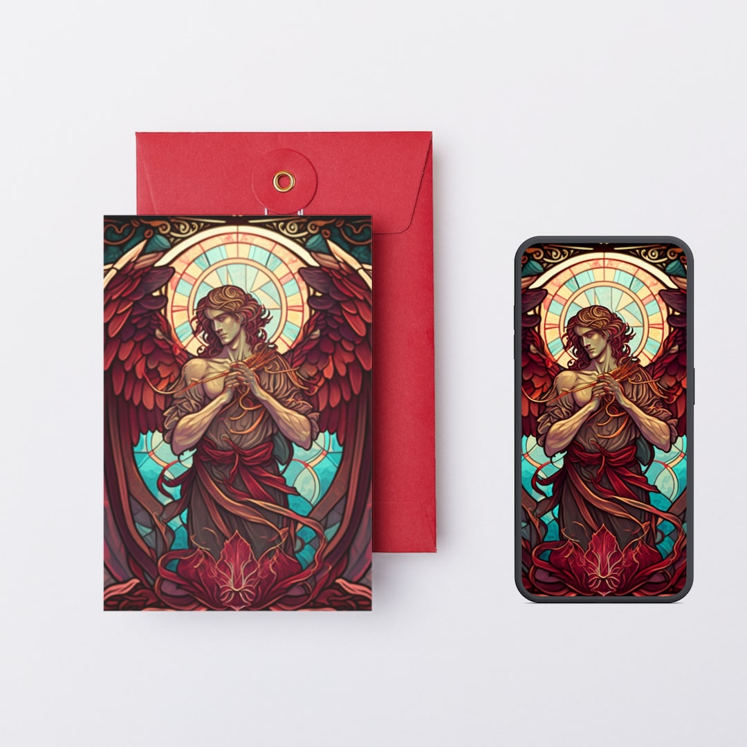 Archangel Uriel Angel Wall Art in 4 Sizes and Phone Wallpaper Digital ...