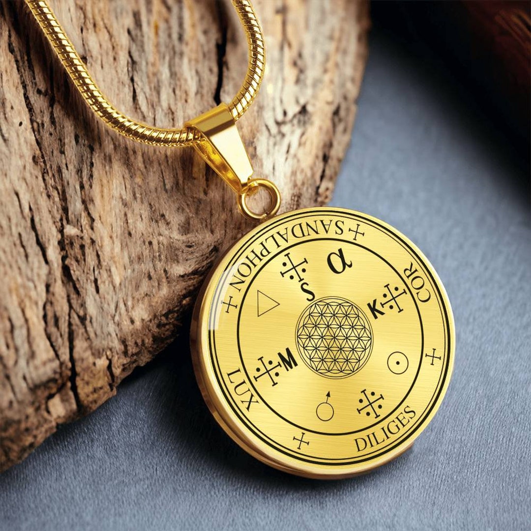 18k Gold Archangel Sandalphon Sigil Necklace Guardian Angel Necklace ...