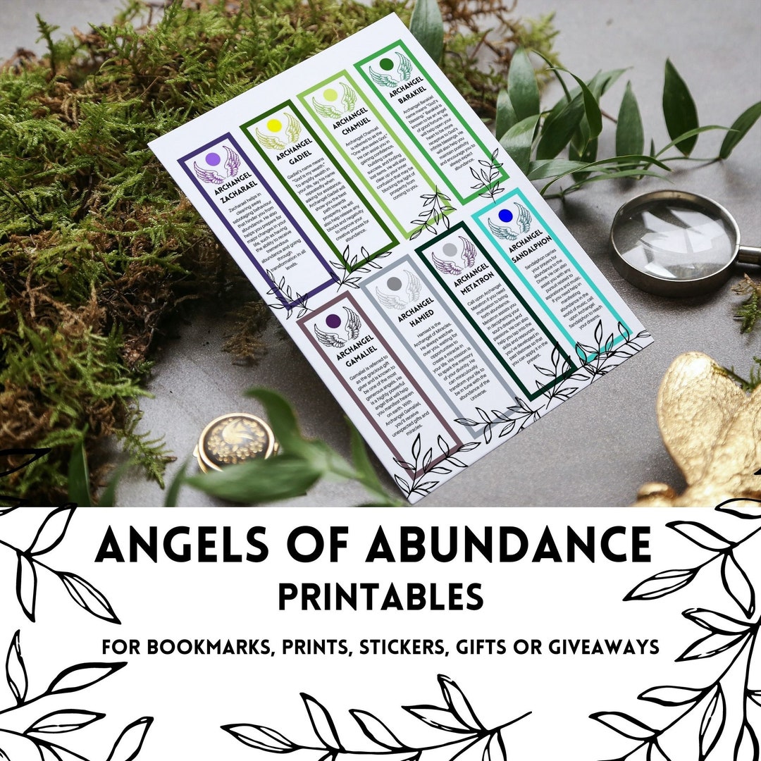 Angels of Abundance Printables for Bookmarks Stickers Prints Giveaways ...