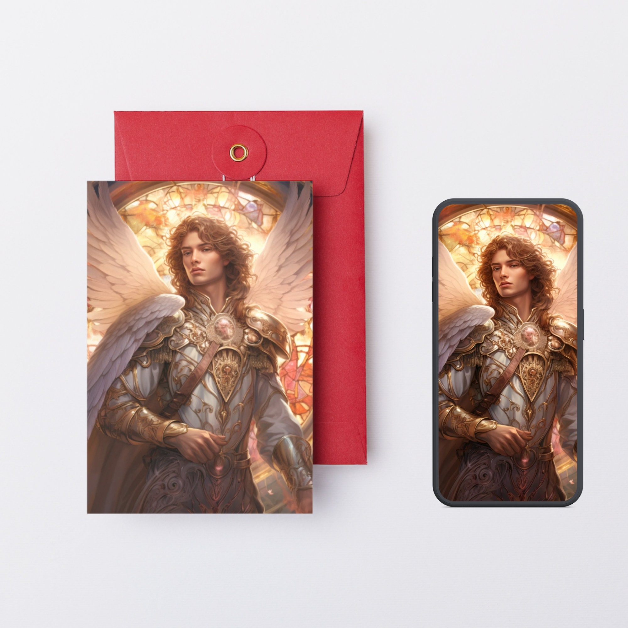 Archangel Chamuel Angel Wall Art in 4 Sizes and Phone Wallpaper Digital ...